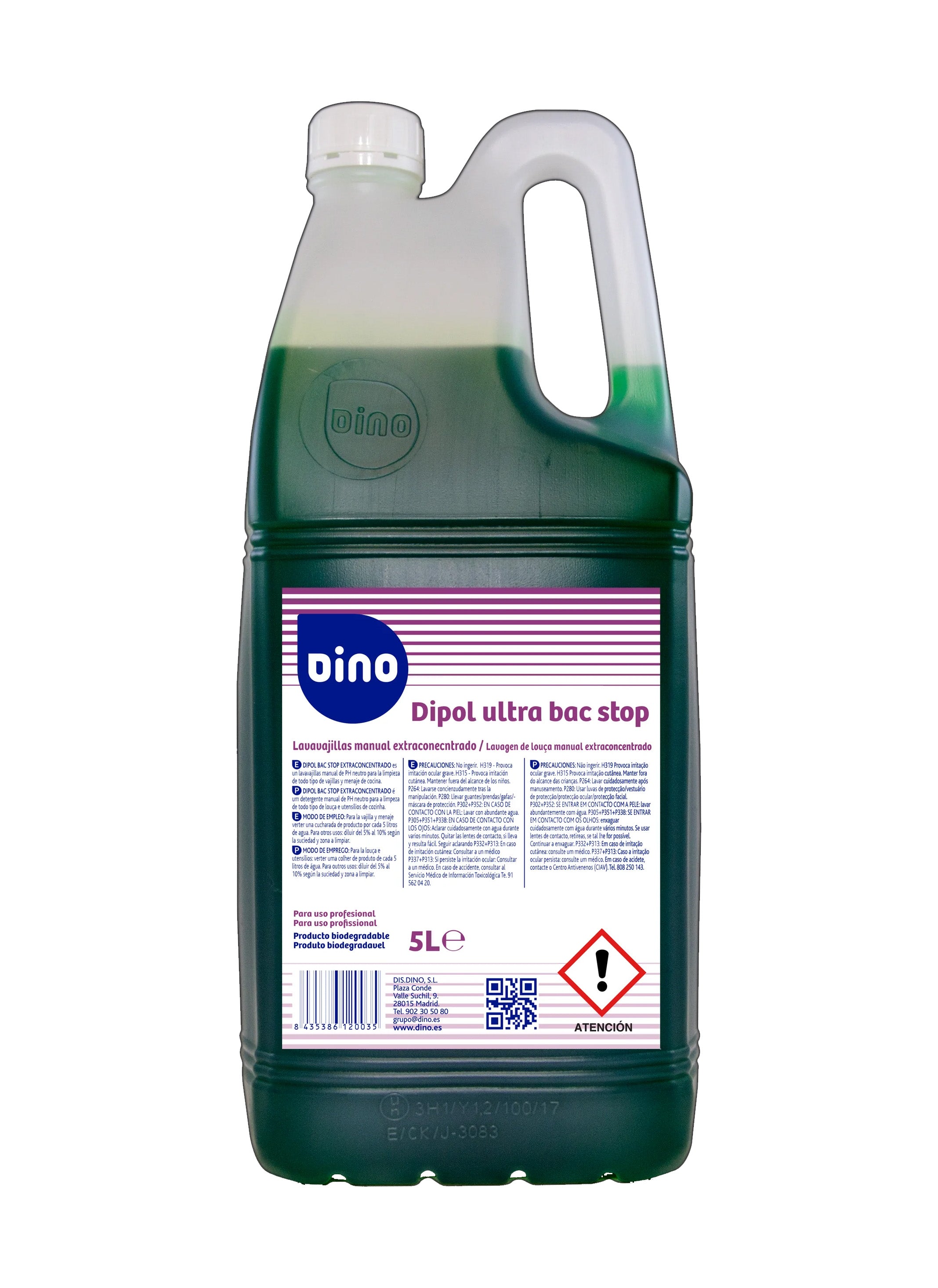 Detergente de Loiça Extra-Concentrado - Dipol Ultra Bac Stop – 5L ...